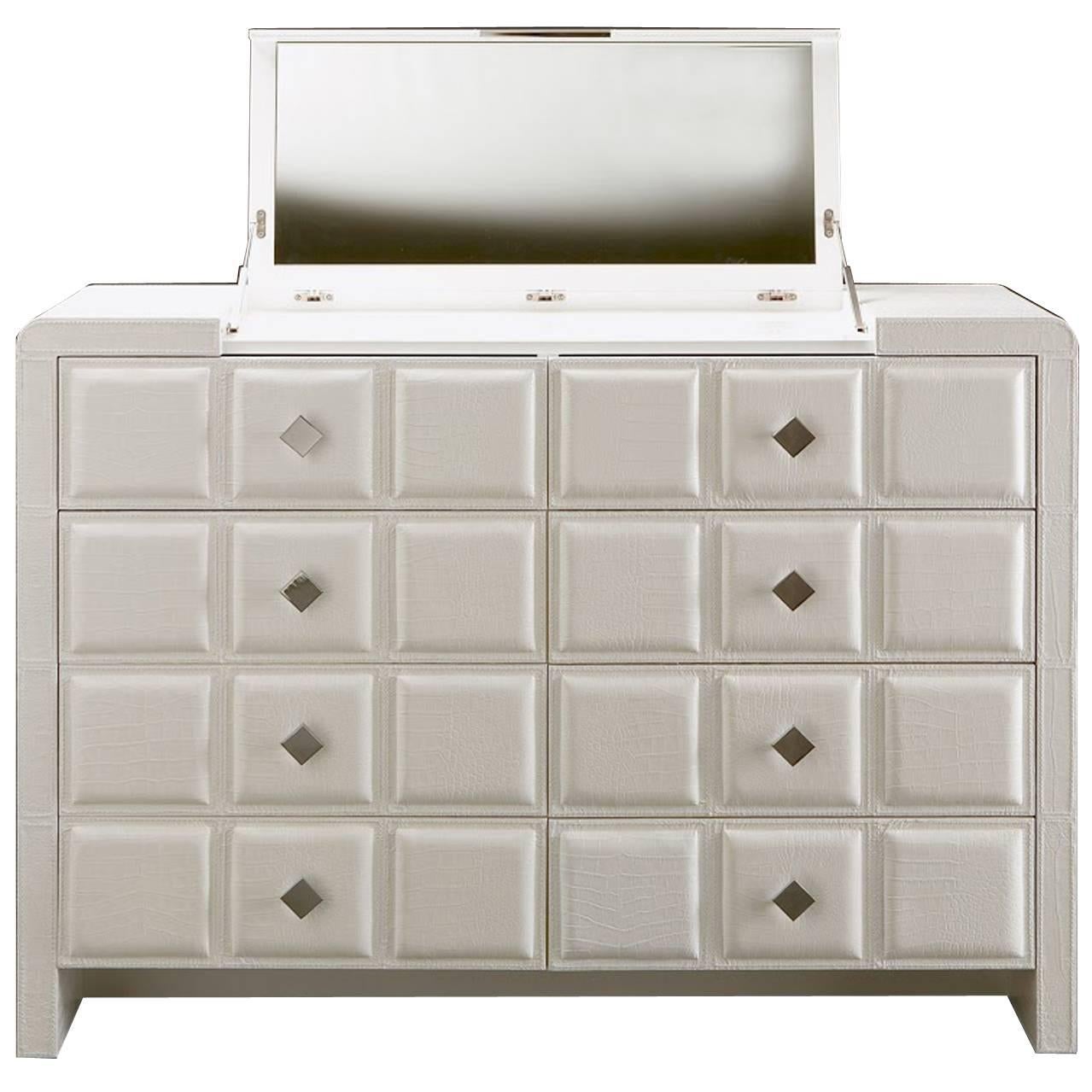 Unusual Steel Chest of Drawers with Desk Surface at 1stDibs