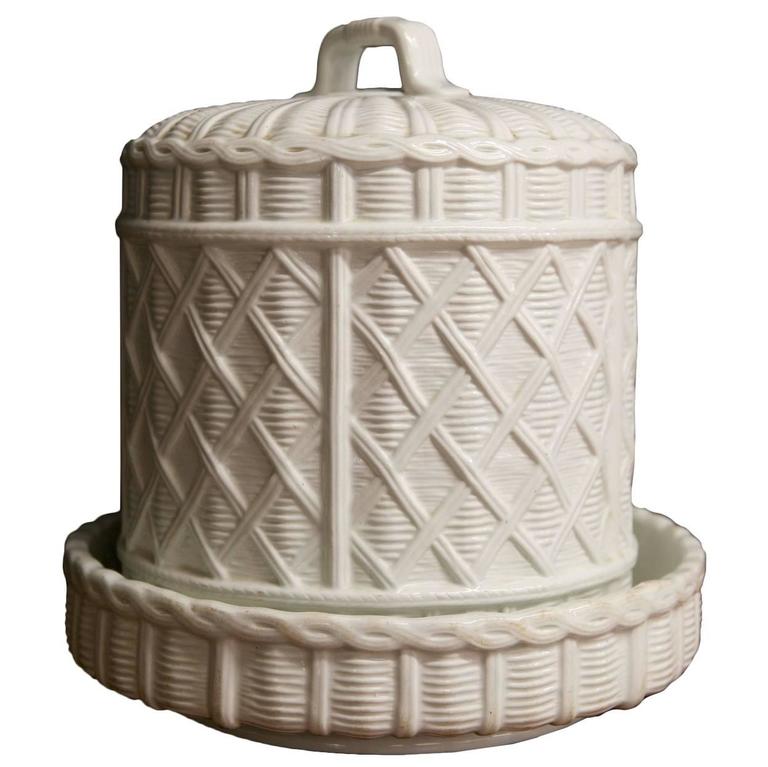 Large Ceramic Glazed Stoneware Cheese Dish at 1stDibs
