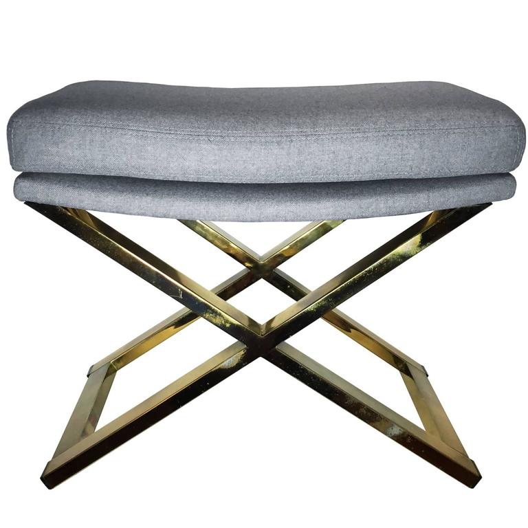 Brass X-Base Stool at 1stDibs