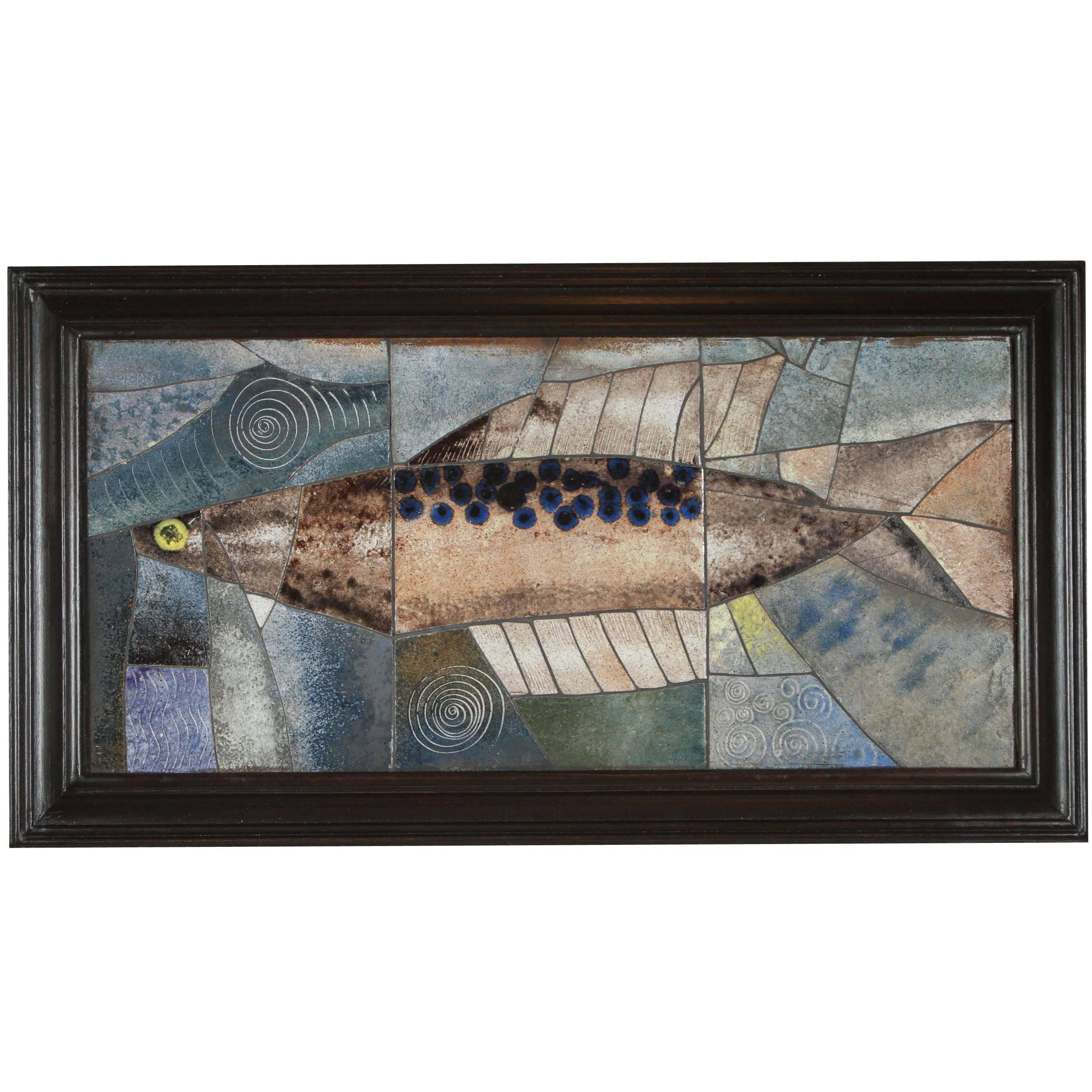 Mid-Century Framed Fish Tile at 1stDibs