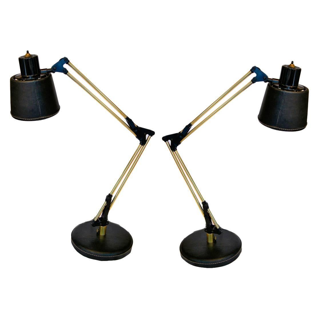 Pair of Leather and Hide Lamps For Sale at 1stDibs