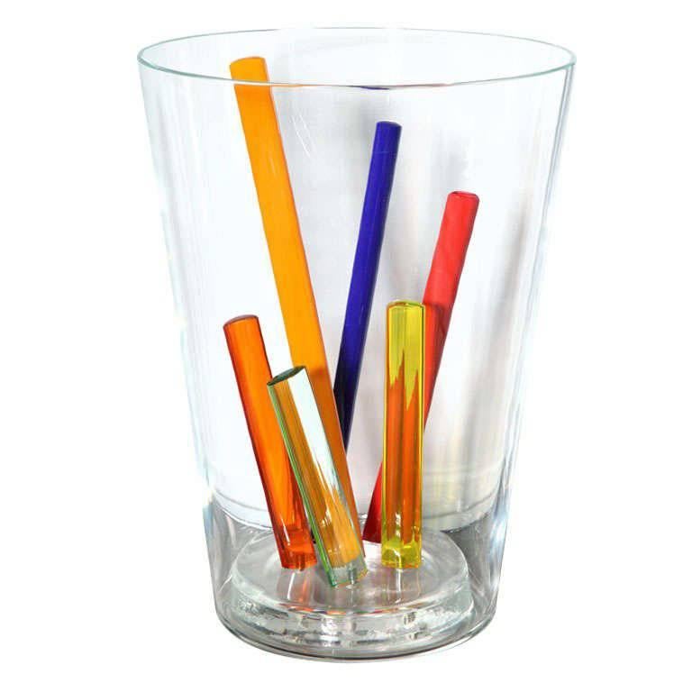 Attributed to Ettore Sottsass, Glass Centerpiece, Vase or Sculpture For ...