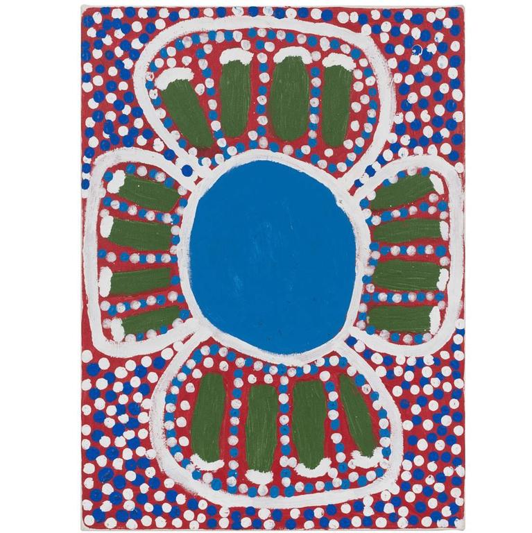 Small Australian Aboriginal Painting of Desert Spring and Vegetation ...