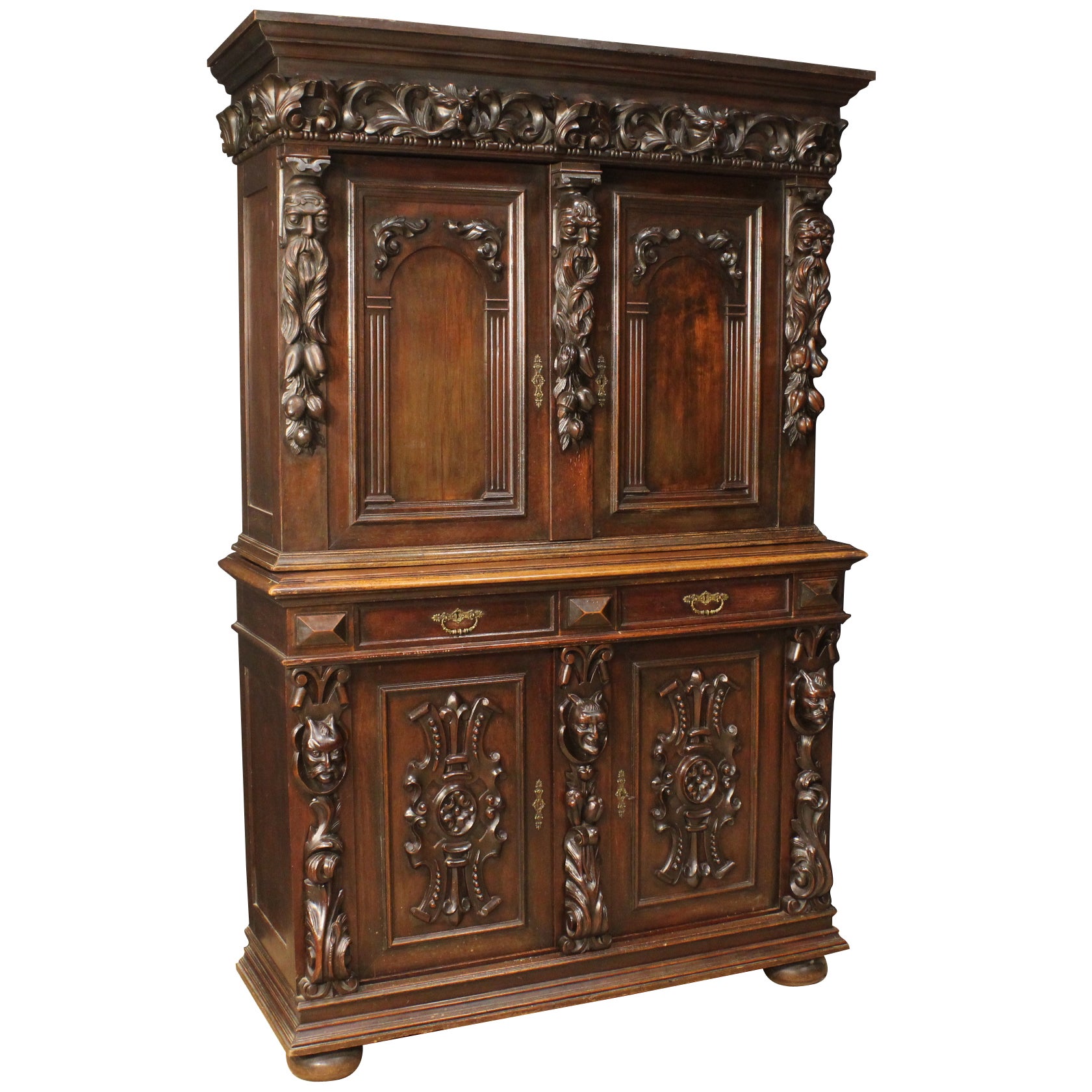 16th Century Primitive Dutch Cupboard Cabinet with Drop Down Table at ...