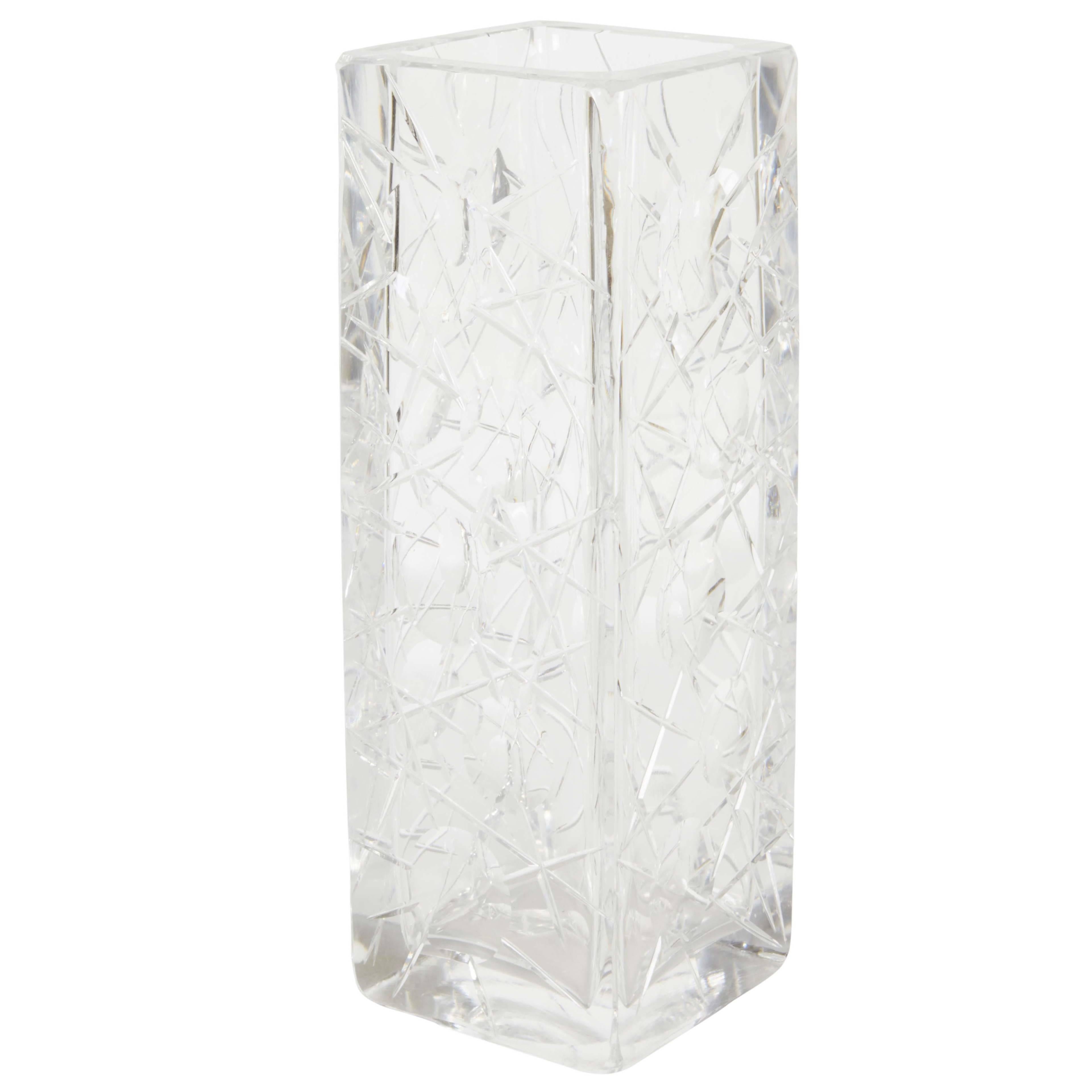 Cut Glass Square Vase at 1stDibs
