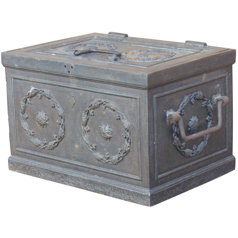 19th Century Antique Decorative Iron Safe For Sale at 1stdibs