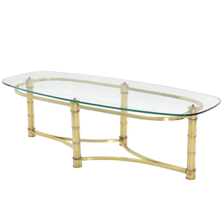 Brass and Glass Oval Coffee Table at 1stDibs