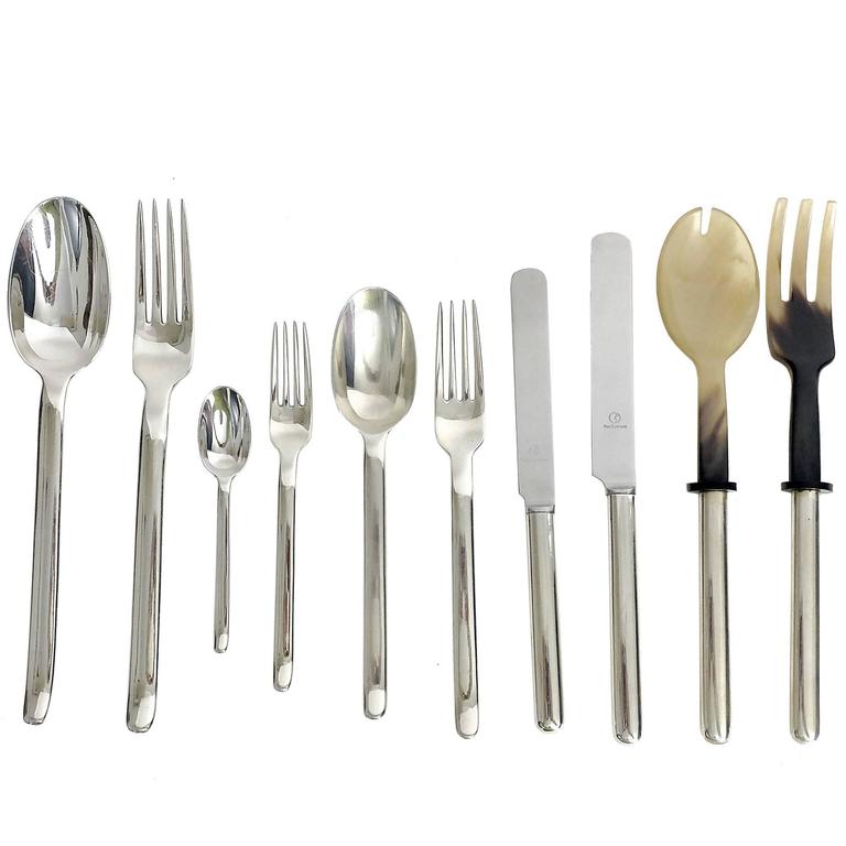 Sterling Silver Italian Design Silver Flatware Set, Antonio Piva ...