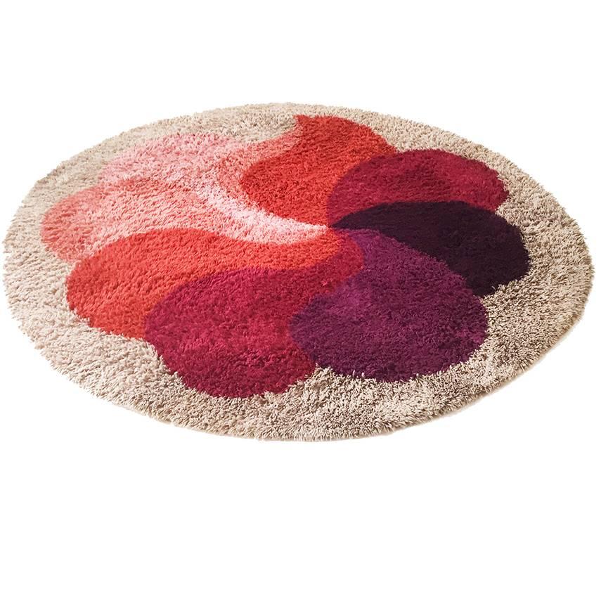 Vintage 1970s Psychedelic “Rainbow" Rya Rug Shag Made by Desso, Germany ...