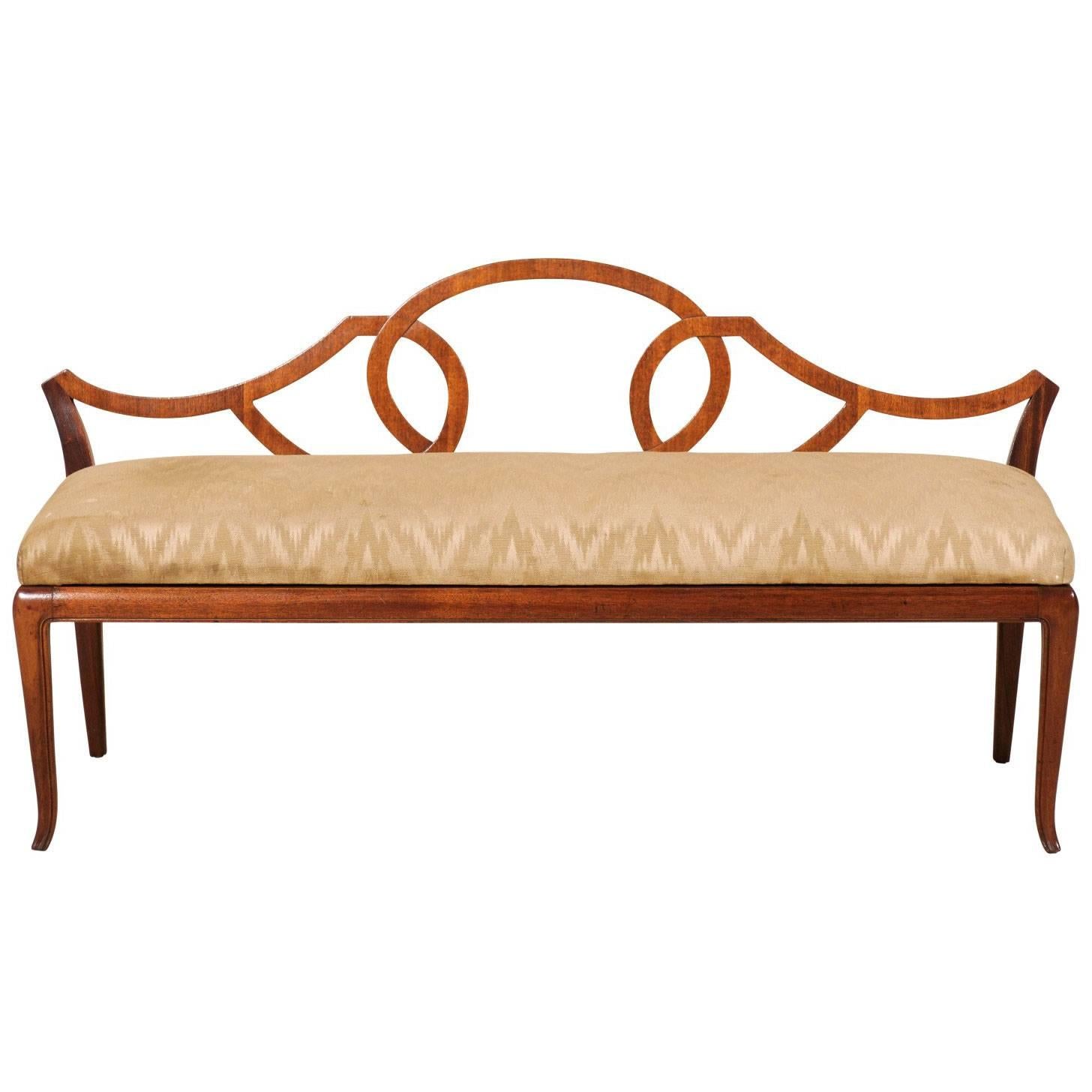 Italian Vintage Low Back Bench with Upholstered Seat at 1stDibs | low ...