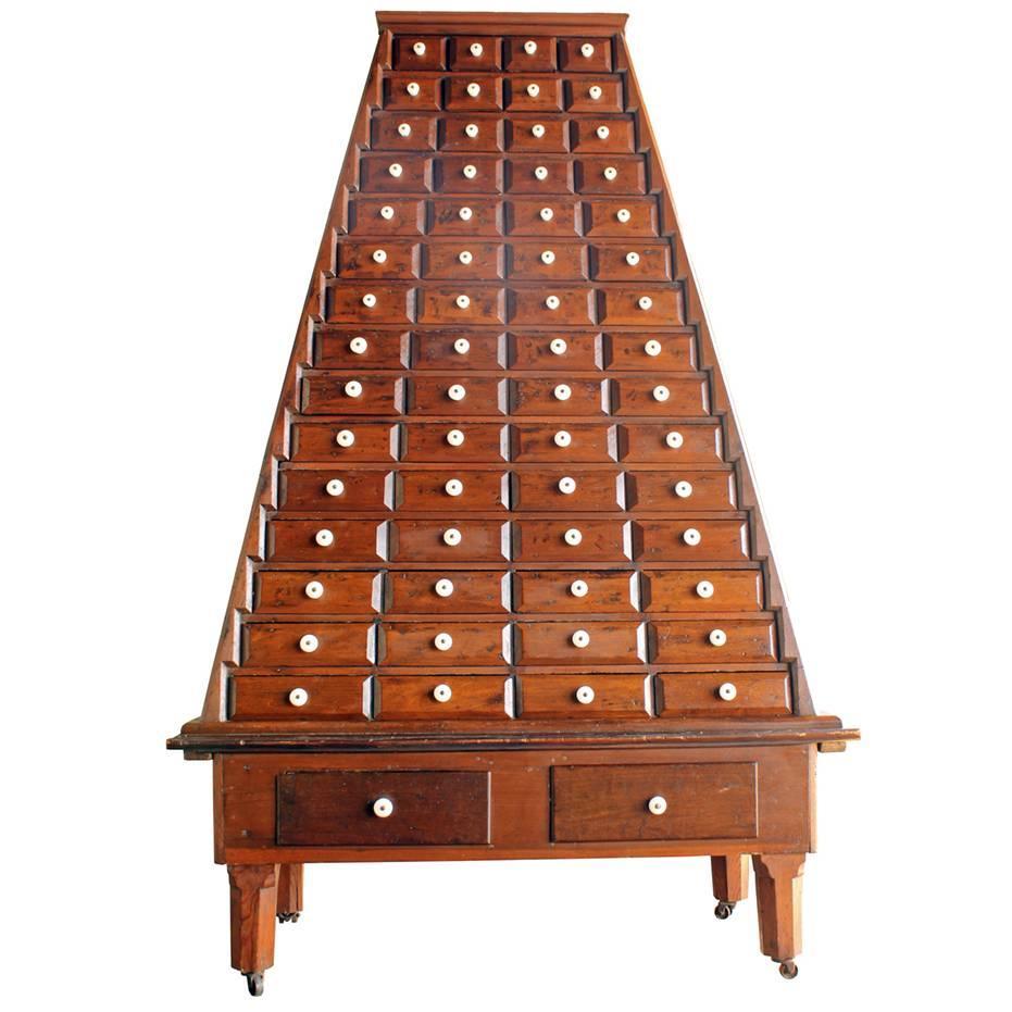 Triangular Hardware Store Multi-Drawer Cabinet For Sale at 1stdibs