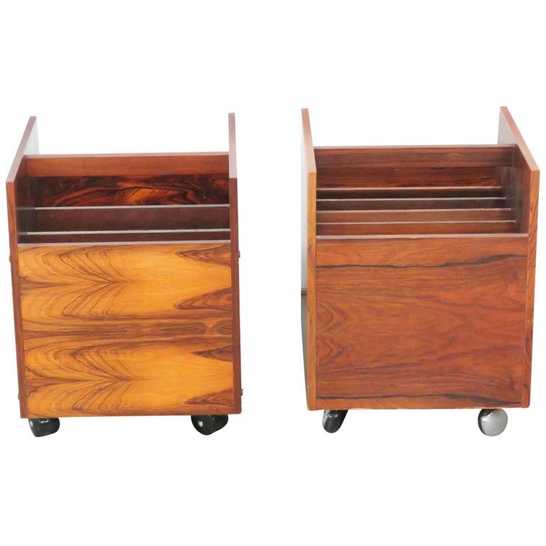Pair of Bagn Mobelindustri Modern Rolling Magazine Racks For Sale at ...