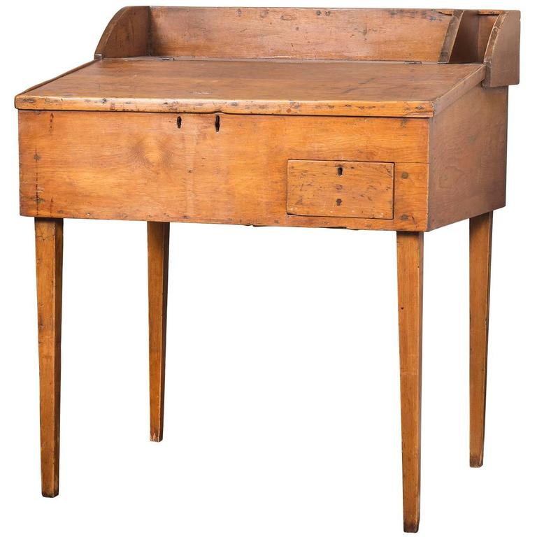 19th Century Primitive Americana Pine Desk at 1stDibs