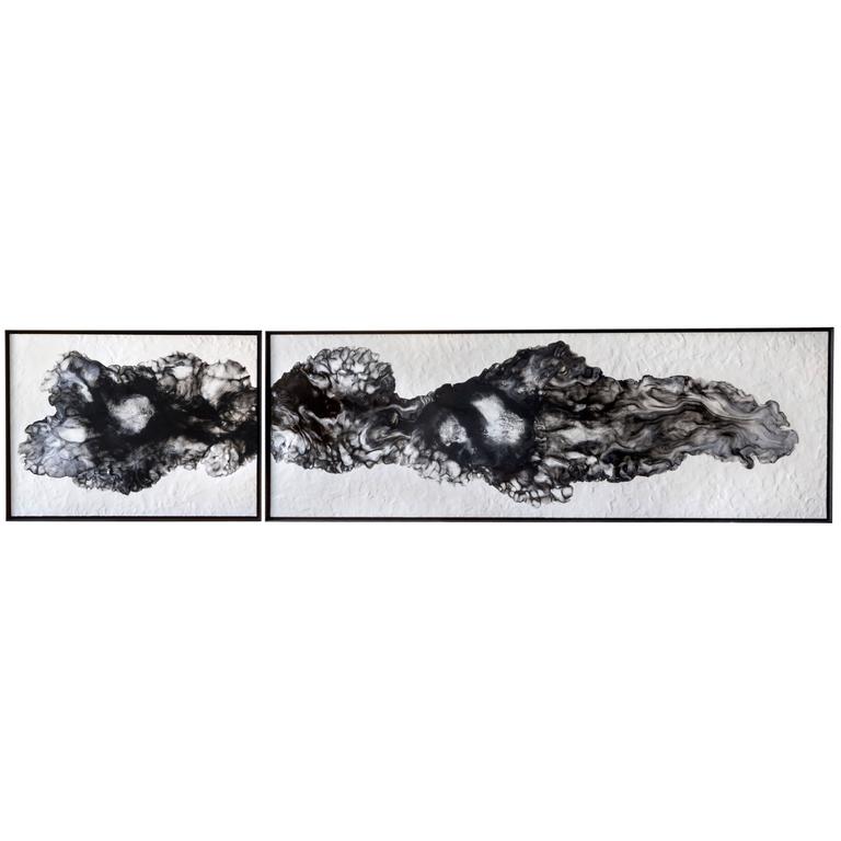 Diptych 'Smoke' Encaustic Wax Painting by Contemporary Artist Lonney ...