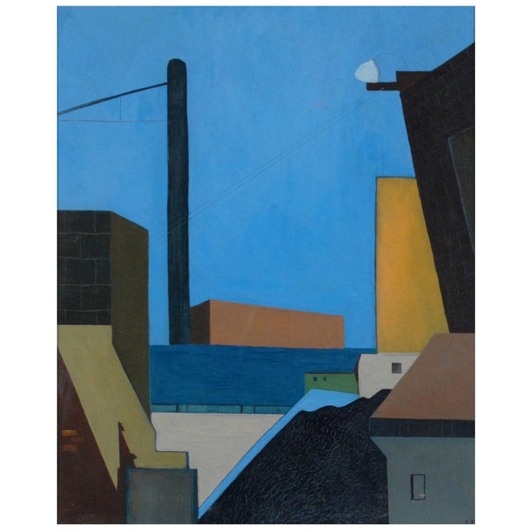 Jack Perlmutter Washington DC WPA Cityscape Painting on Canvas, 1940s ...