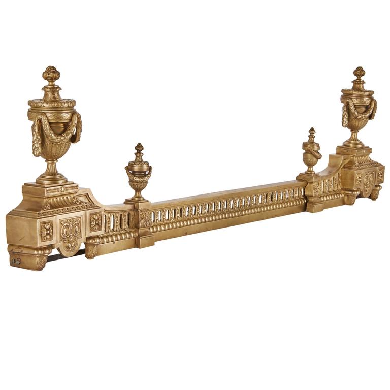Louis XVI Style Extendable Ormolu Fireplace Fender at 1stDibs