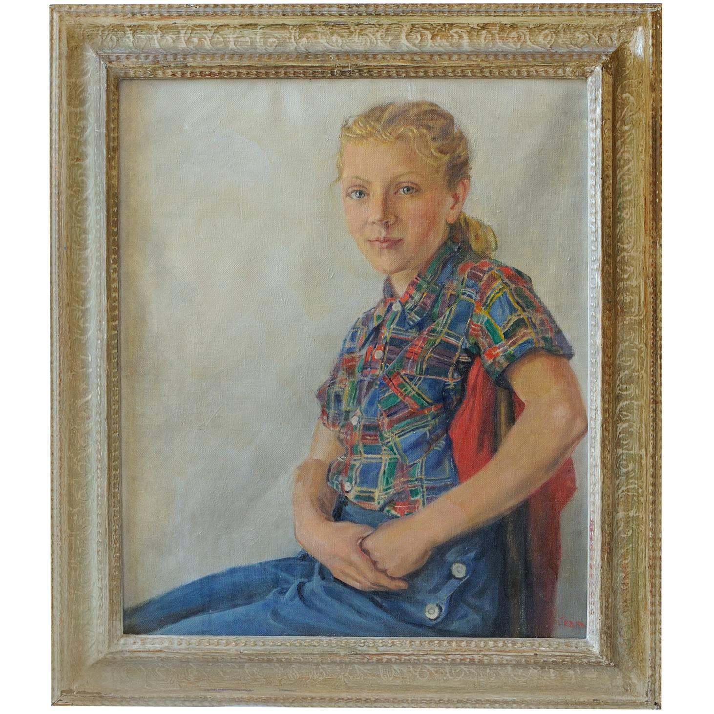 Portrait of a Young Girl, by Artist Jean Winifred Inglis For Sale at ...