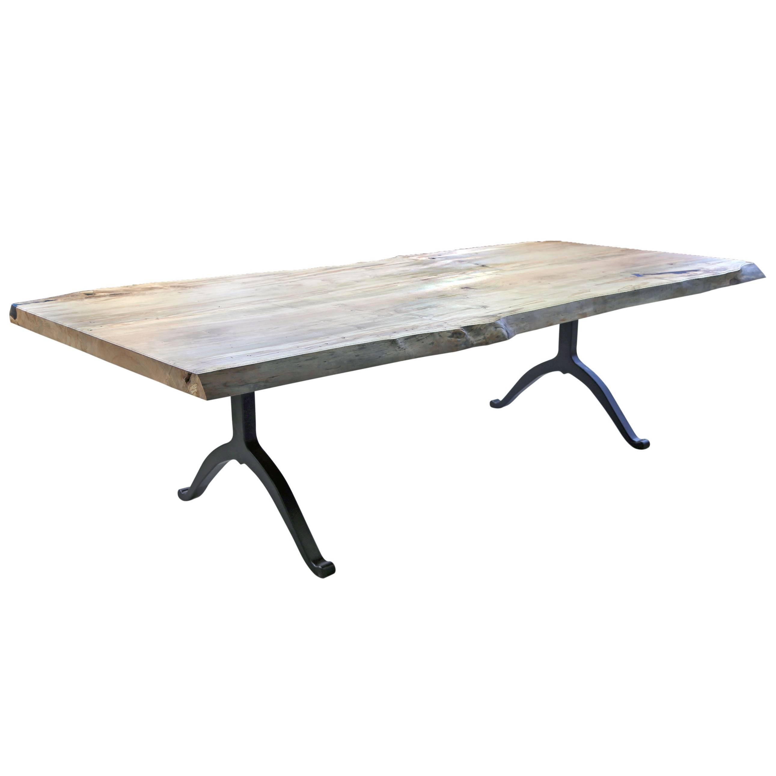 Sentient Signature Ambrosia Maple Live Edge Slab Table Steel Wishbone ...