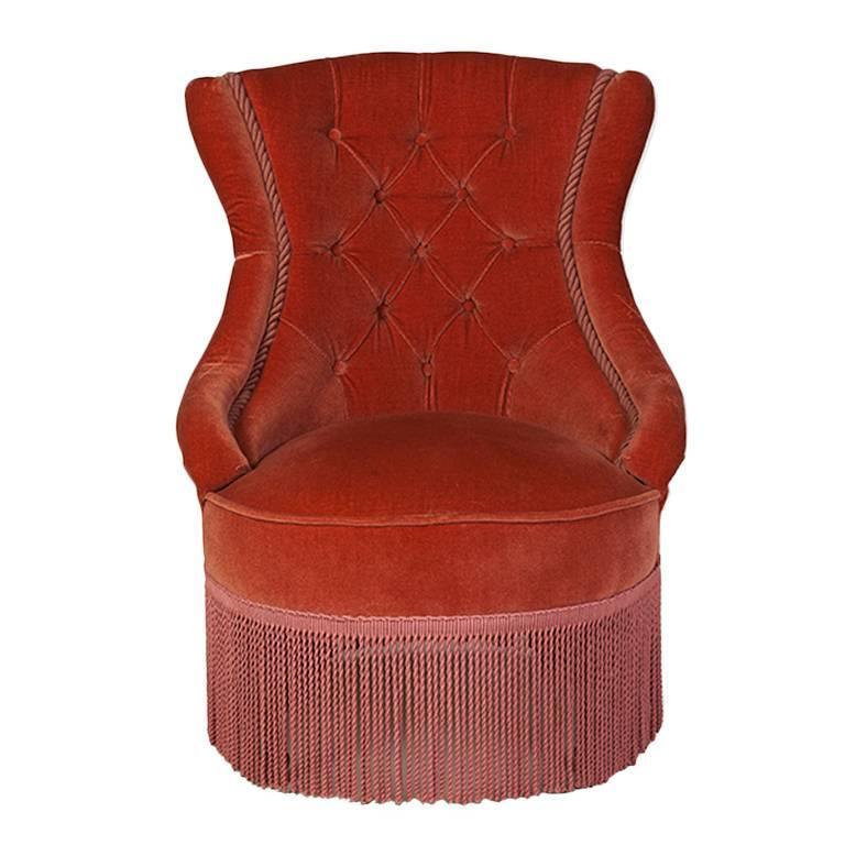 Petite Napoleon III Tufted Fringe Chair at 1stDibs