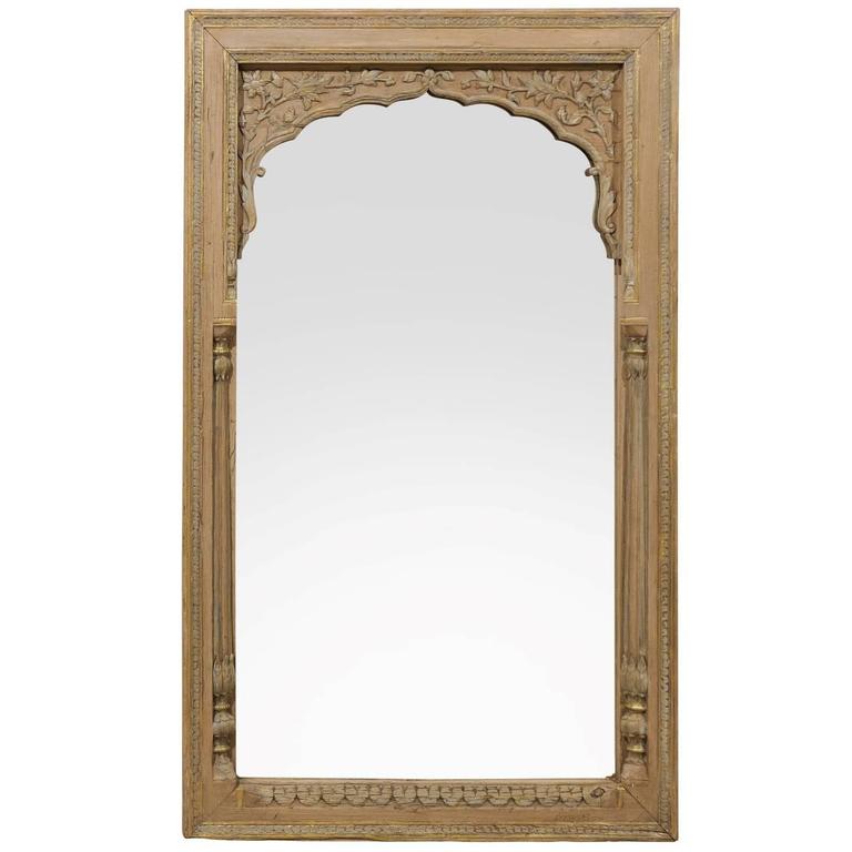 Intricately Carved British Colonial Style Wood Mirror, Soft Natural ...