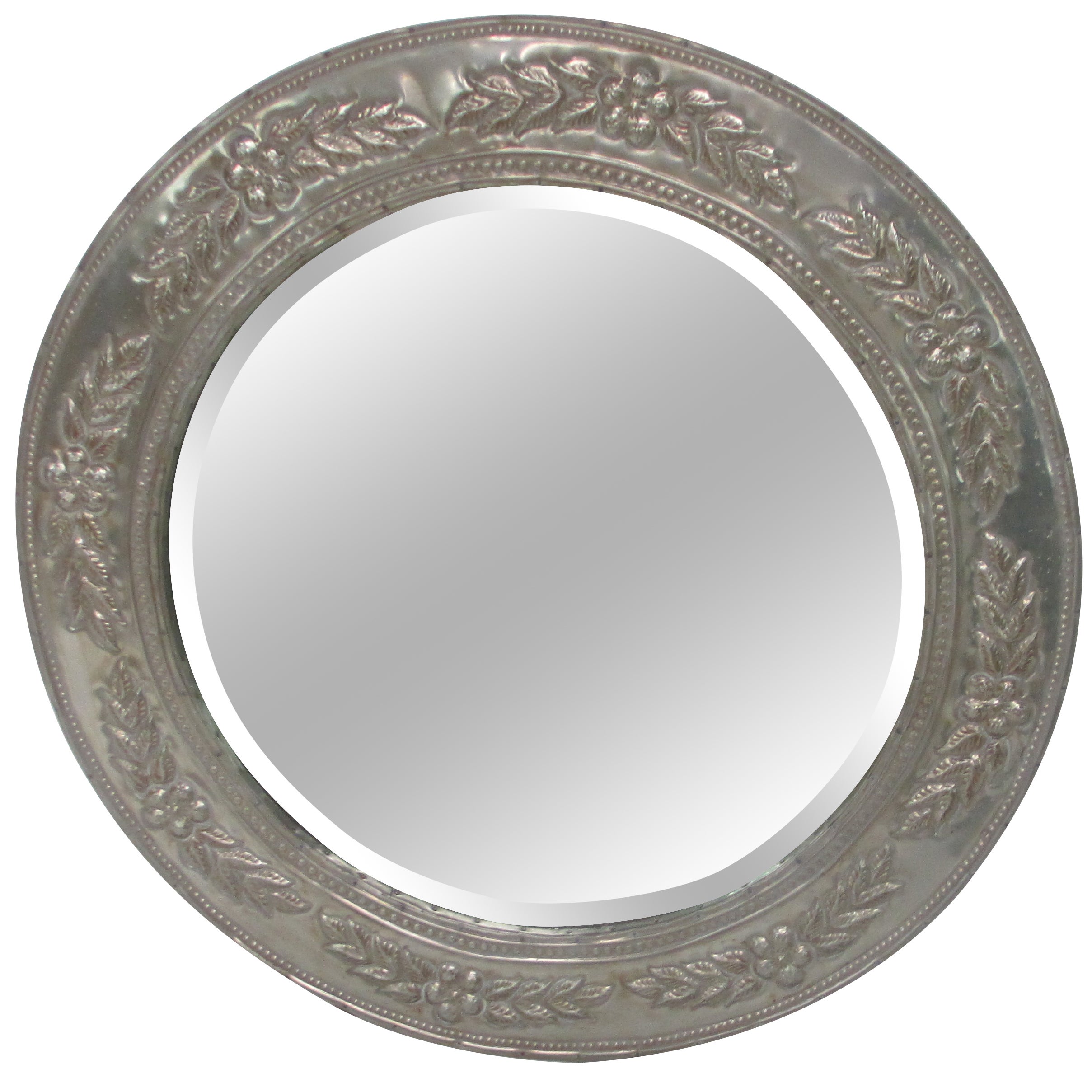 Industrial Round Metal Band Mirror at 1stDibs
