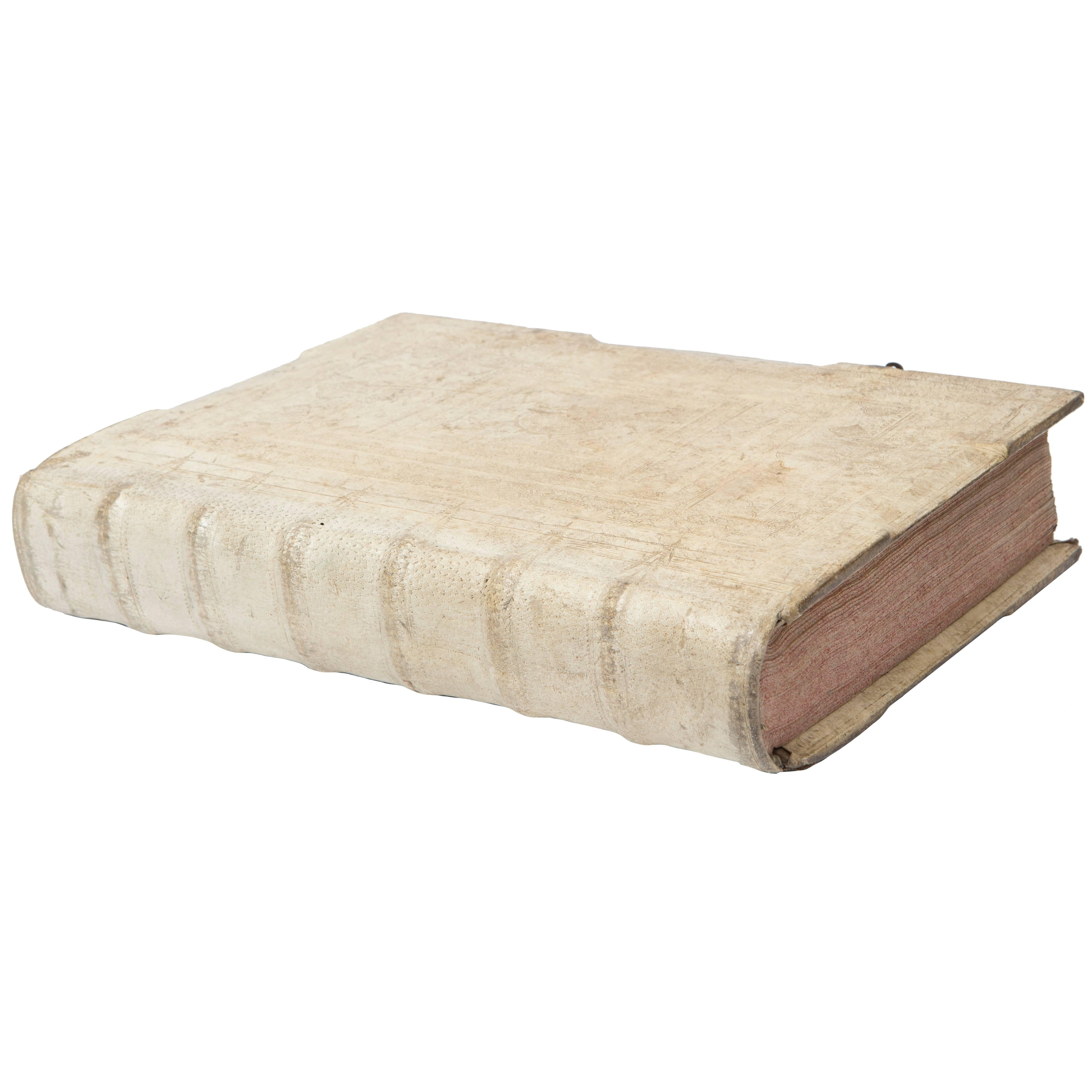 17th Century Large All Vellum Book with Music Score Pages with Iron ...