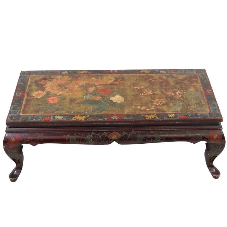 Chinese Paint Decorated Coffee Table at 1stDibs