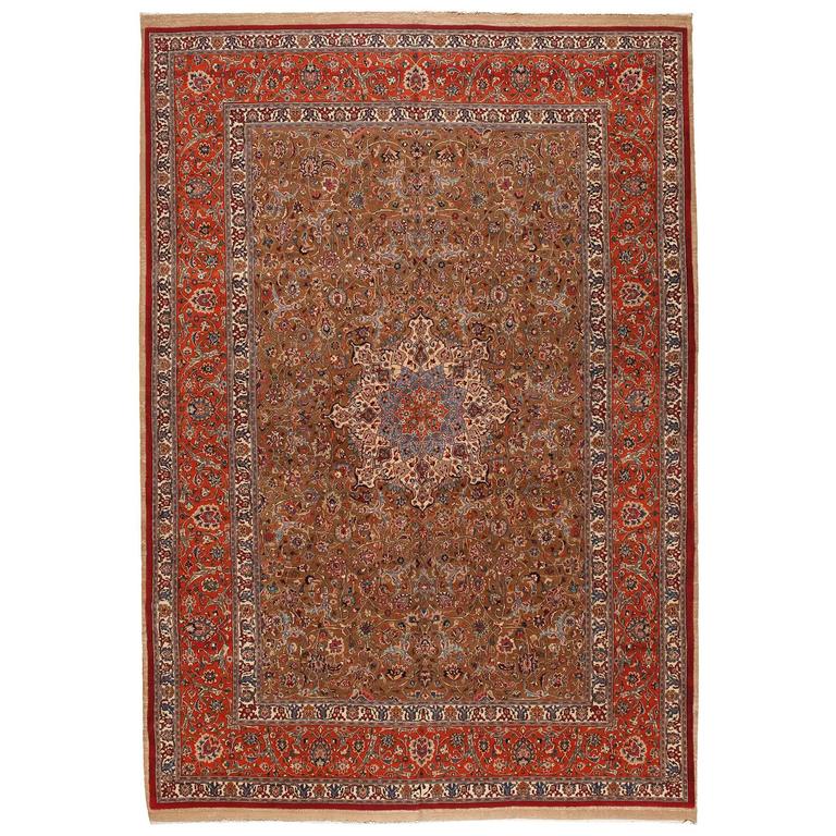 Extremely Fine Persian Saber Meshed Carpet For Sale at 1stDibs