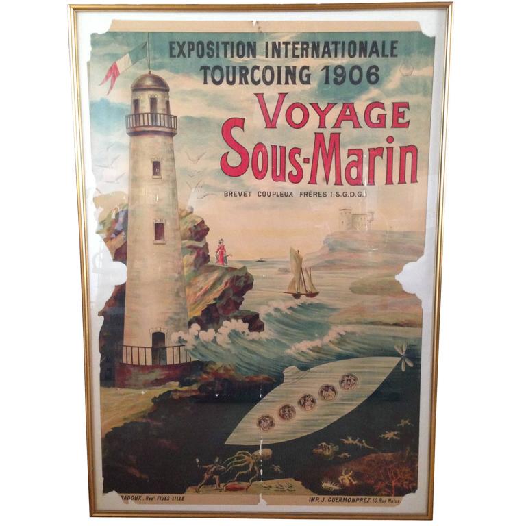 French Underwater Travel Poster, 1906 For Sale at 1stDibs