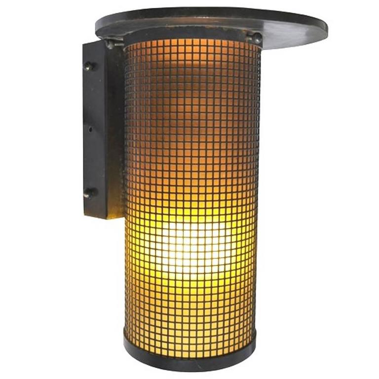 Mid-Century Modern Square Mesh Sconce 1950s Light For Sale at 1stDibs
