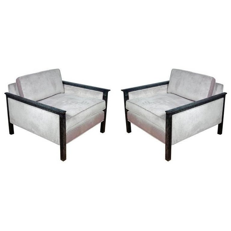 Pair of Cerused Frame Club Chairs at 1stDibs