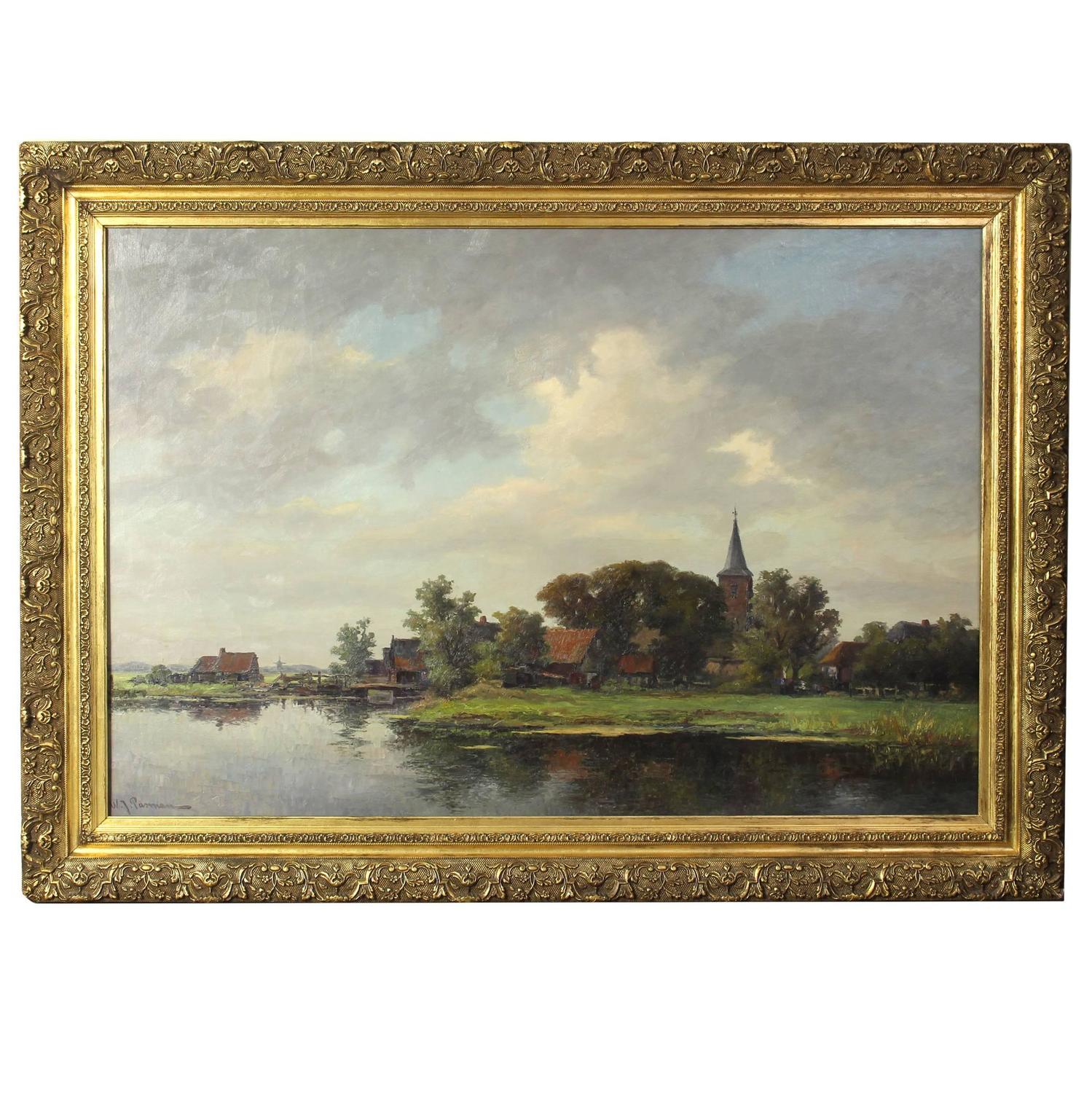 Exceptionally Large Early 20th Century Dutch Landscape Painting For ...