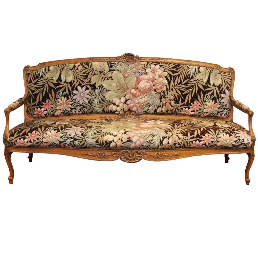 Antique Rococo Style Carved Walnut Canapé Sofa in Tapestry Effect ...