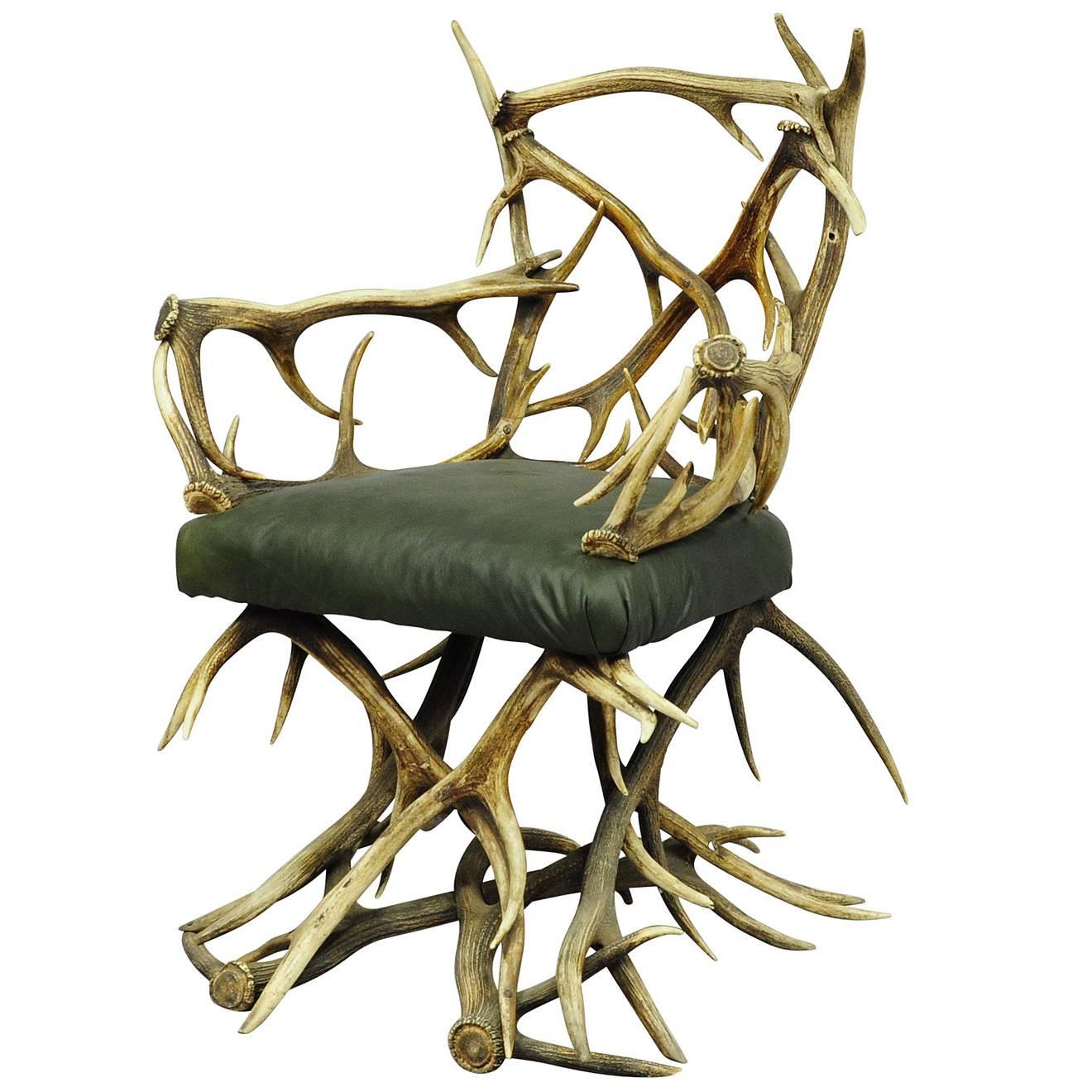 Antique Rustic Antler Chair, circa 1880 at 1stDibs | deer antler chair