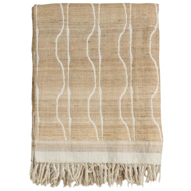 Indian Handwoven Throw. Oatmeal and Ivory. Wool and Raw Silk. For Sale ...