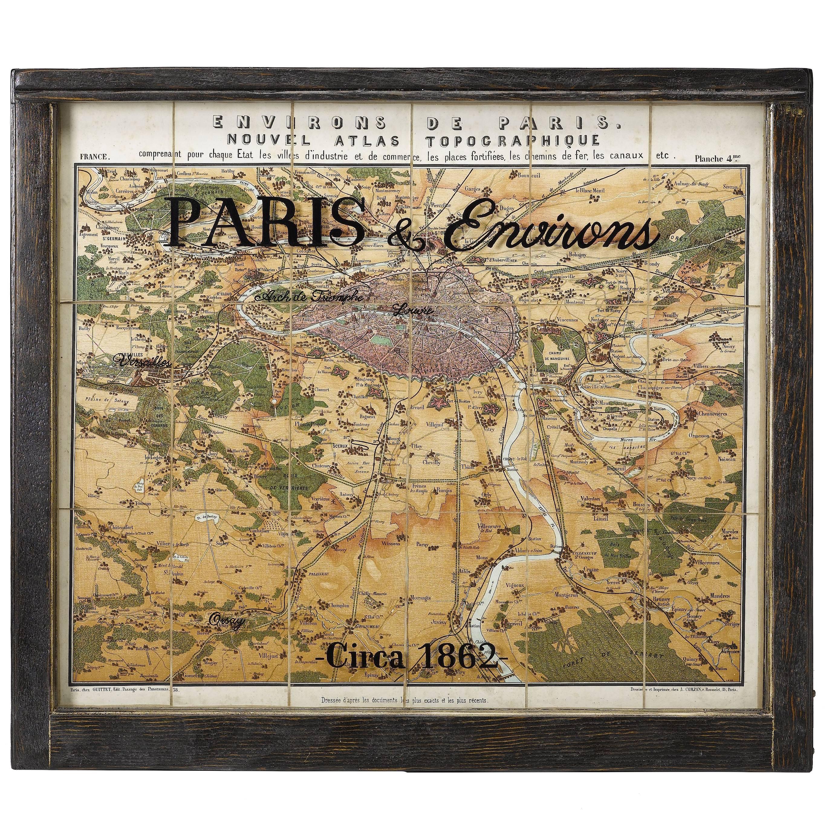 Framed Map Of Paris - 3 For Sale on 1stDibs