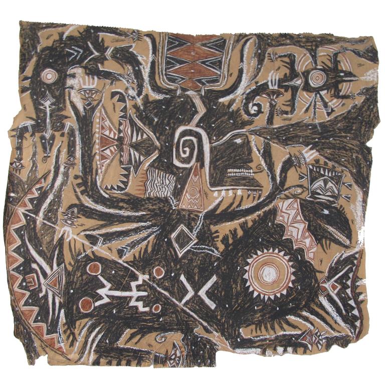 Francois Burland Large Art Brut Drawing "Azawak" For Sale at 1stDibs ...