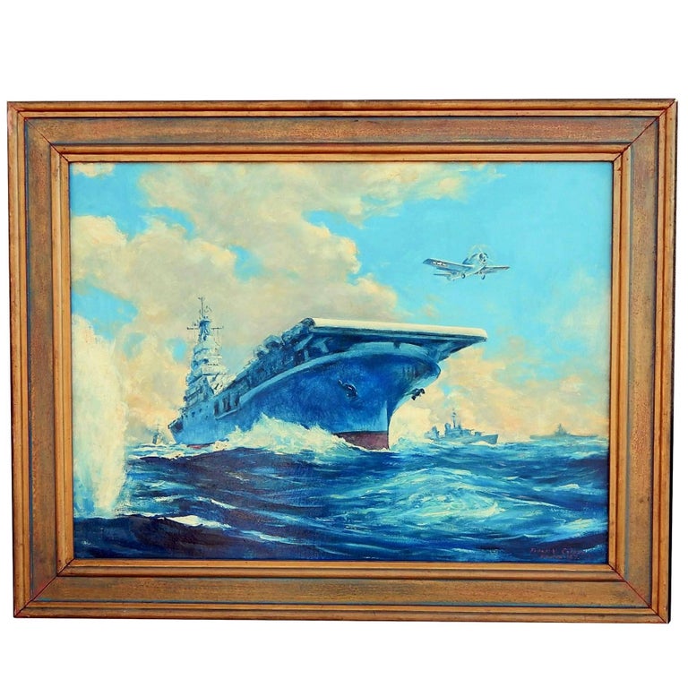 Frank V. Colson Aircraft Carrier Painting, 1947 "Admiral Robert Jones ...