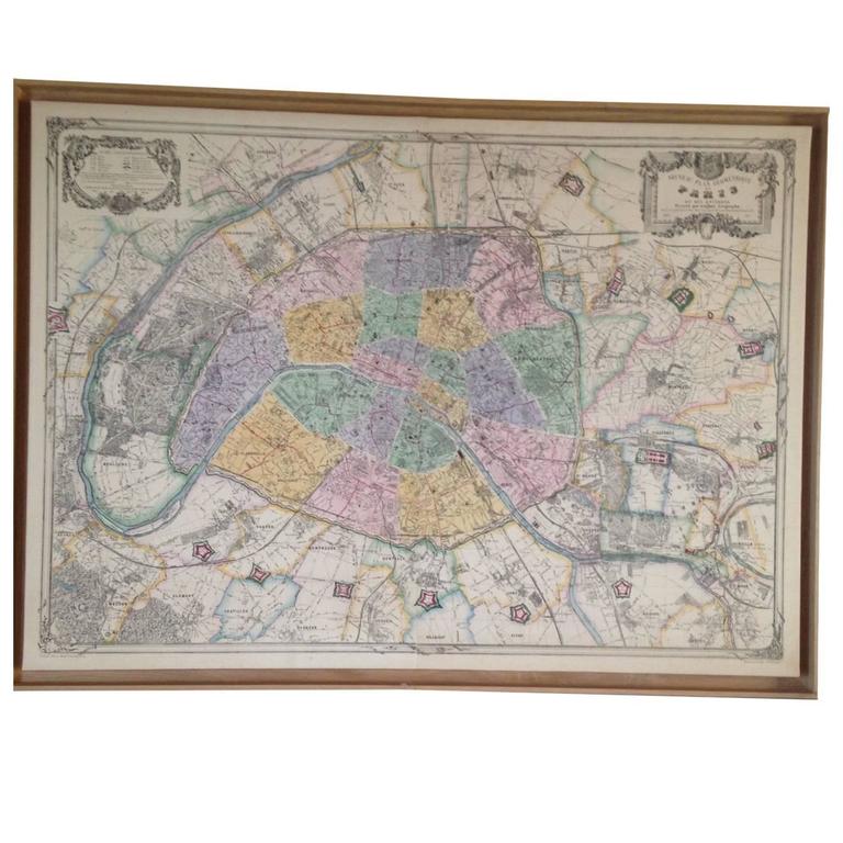 19th Century Map of Paris For Sale at 1stDibs