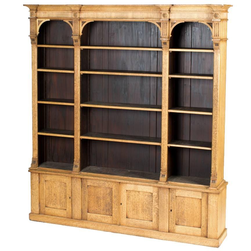 Unusual Antique Oak Corner Bookcase at 1stDibs