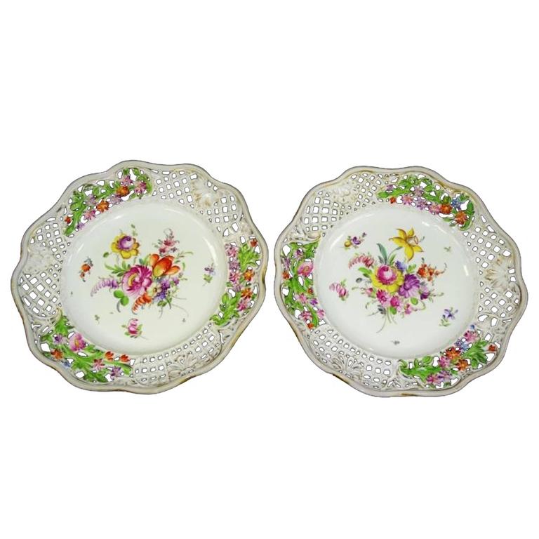 Pair of Two 19th Century Dresden-Meissen German Porcelain Cake Stands ...