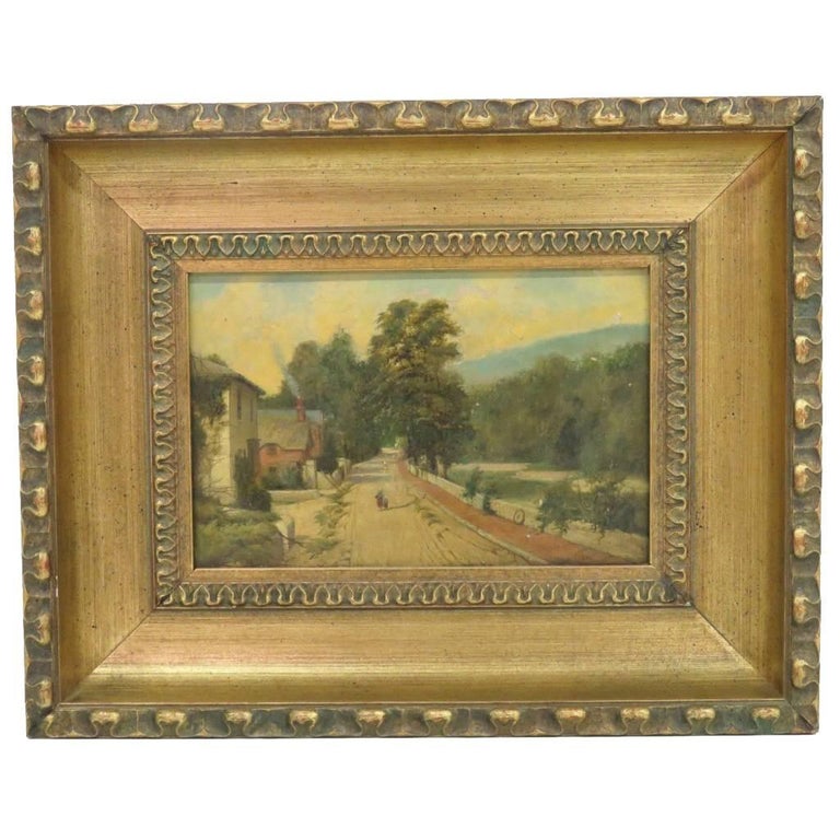 Alfred H. Vickers Landscape Painting with Village For Sale at 1stDibs