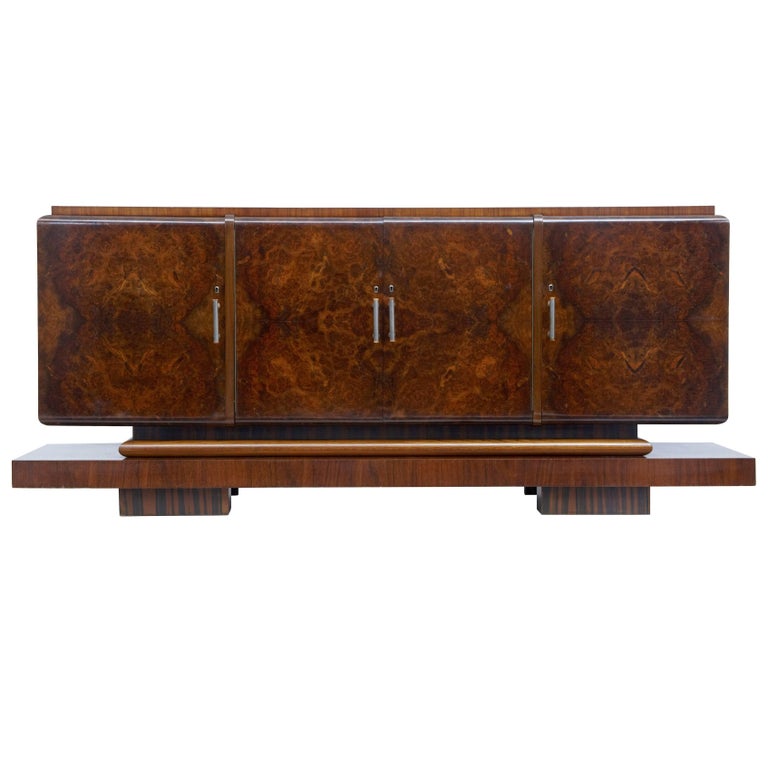 1920s Art Deco Walnut and Birch Large Sideboard at 1stDibs