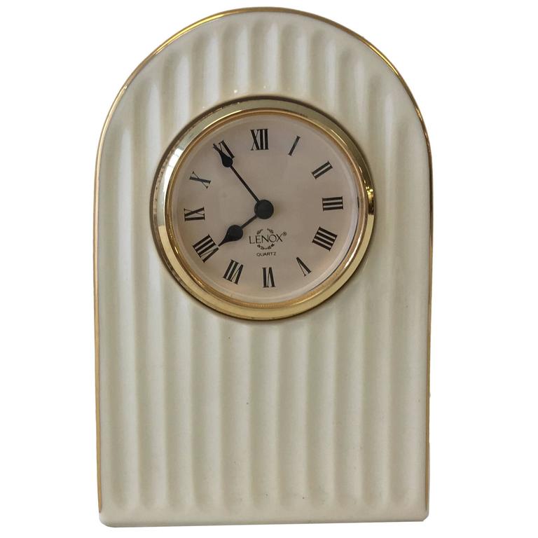Lenox Porcelain Ivory Art Deco Style Clock with 24-Karat Gold Trim at ...
