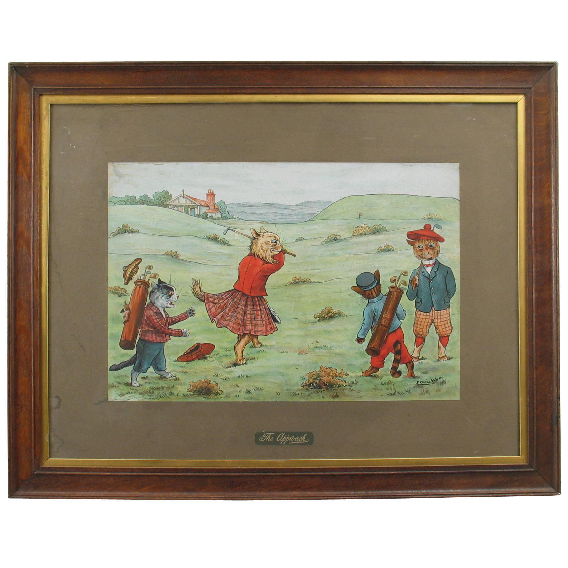 Cats Playing Golf, Pair of Humorous Golf Prints at 1stDibs | cat ...