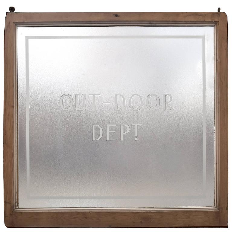 Etched Glass Window/Sign at 1stDibs