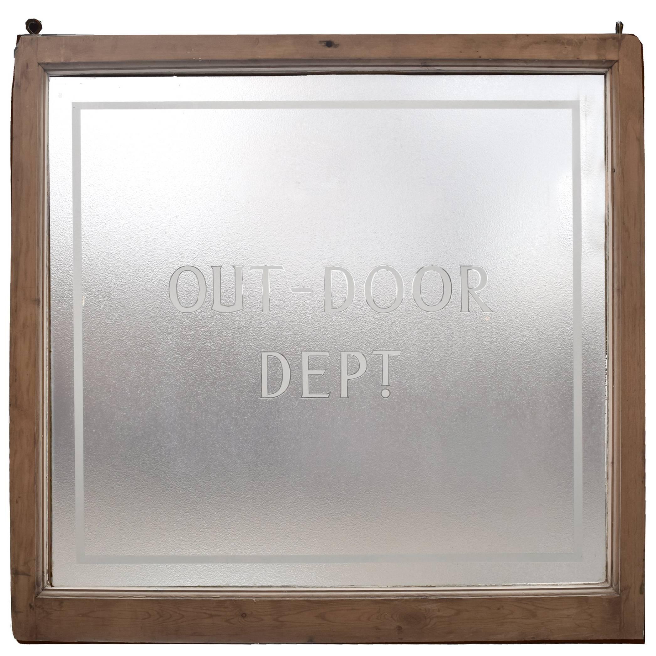 Etched Glass Window/Sign at 1stDibs