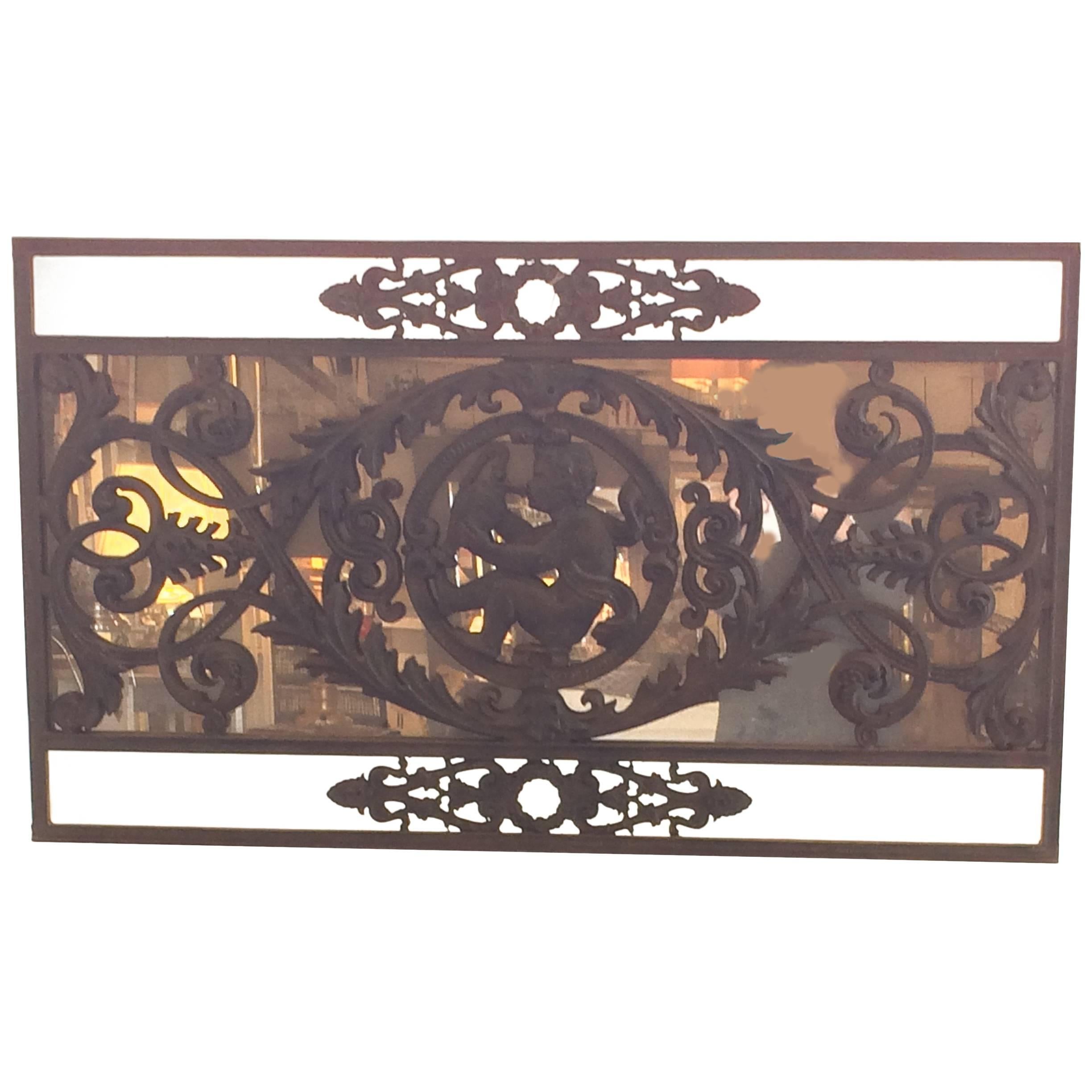 Charming Iron Garden Gate Mirror For Sale at 1stDibs