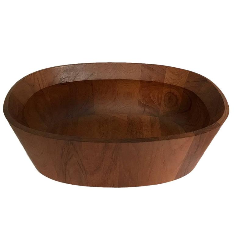 Gorgeous Jens Quistgaard Staved Teak Oval Shaped Bowl for Dansk at 1stDibs