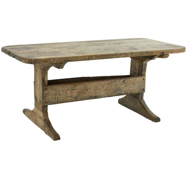 Swedish 18th Century Pine Trestle Kitchen Small Dining Table at 1stDibs ...